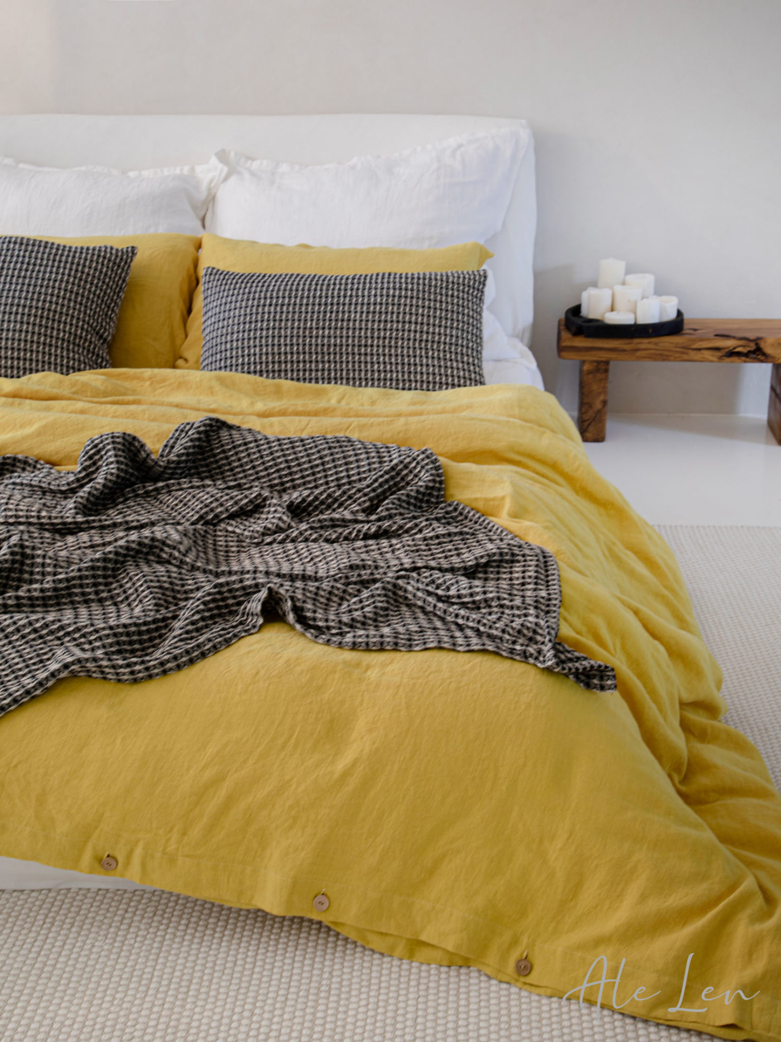 Linen yellow gold bedding – AleLen.com
